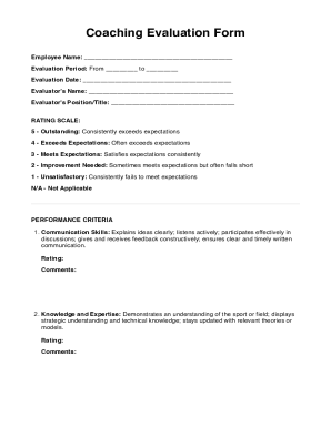 Fillable Online Coaching Evaluation Form PDF. Discover the importance ...