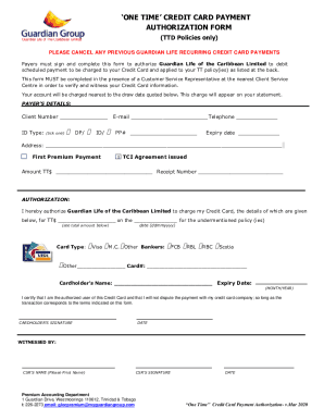 Fillable Online 'ONE TIME' CREDIT CARD PAYMENT AUTHORIZATION FORM Fax ...