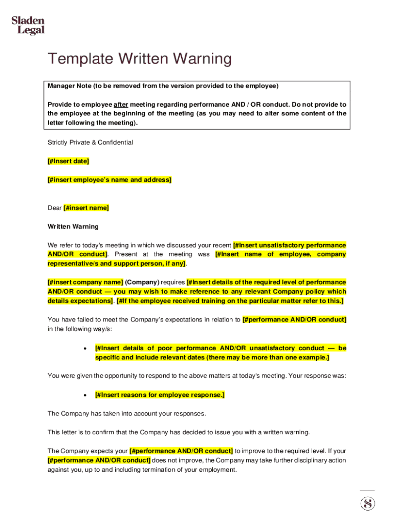 Fillable Online Verbal Warning at Work: Procedure, Tips & Template - Personio Fax Email Print ...