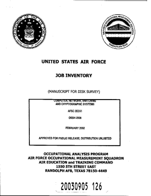 Fillable Online United States Air Force Job Inventory. This publication ...