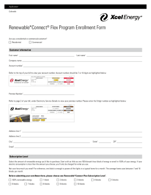 Fillable Online Renewable Connect Flex Program Enrollment Form Fax ...