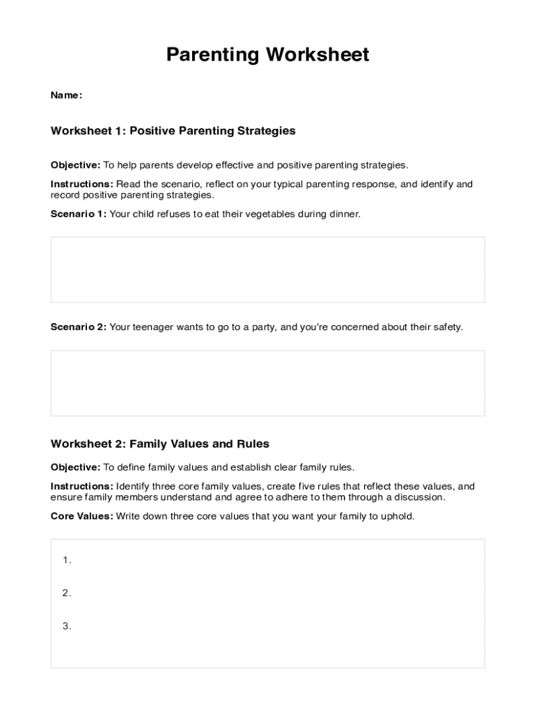 Fillable Online Parenting Worksheets PDF. Transform your parenting with ...