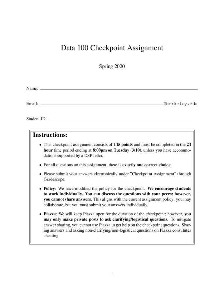 Fillable Online Solved Statistics Checkpoint Assignment #2 (Version C ... Fillable Online Solved Statistics Checkpoint Assignment #2 (Version C ...