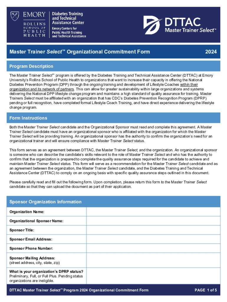 Fillable Online Master Trainer Select Organizational Commitment Form ... Fax Email Print - pdfFiller
