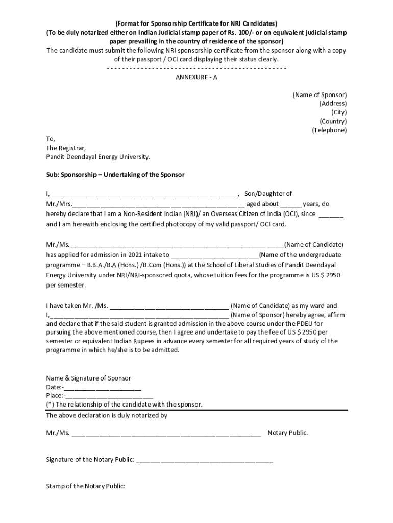 Fillable Online sls pdpu ac Fillable Online (To be duly notarized ...