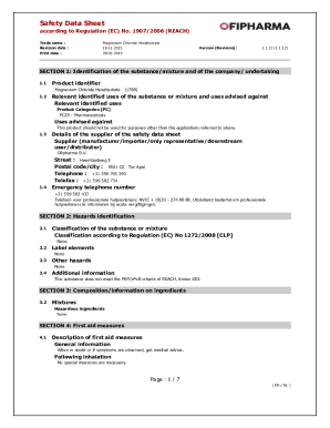 Fillable Online Magnesium chloride hexahydrate - Safety Data Sheet Fax ...