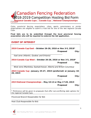 2018-19 Competition Host Bid . ... Doc Template | pdfFiller
