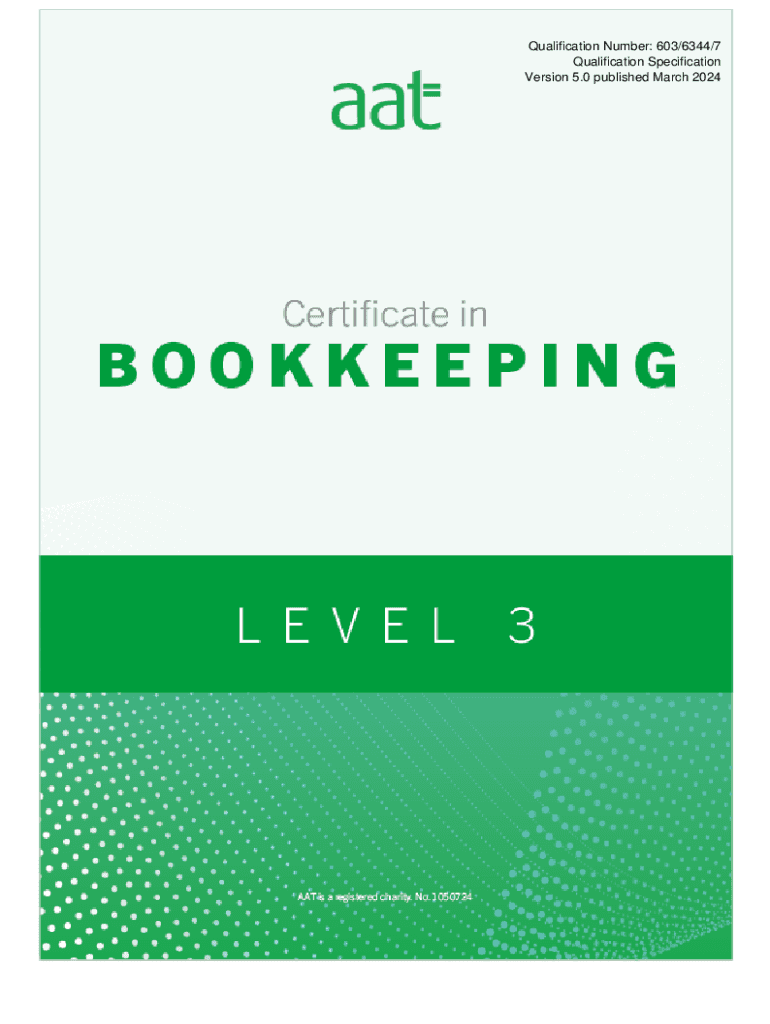 Fillable Online AAT Level 3 Certificate in Bookkeeping Qualification ...