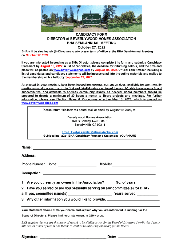 Fillable Online Reminder Notice of Election Deadline - 8.09 Fax Email ...