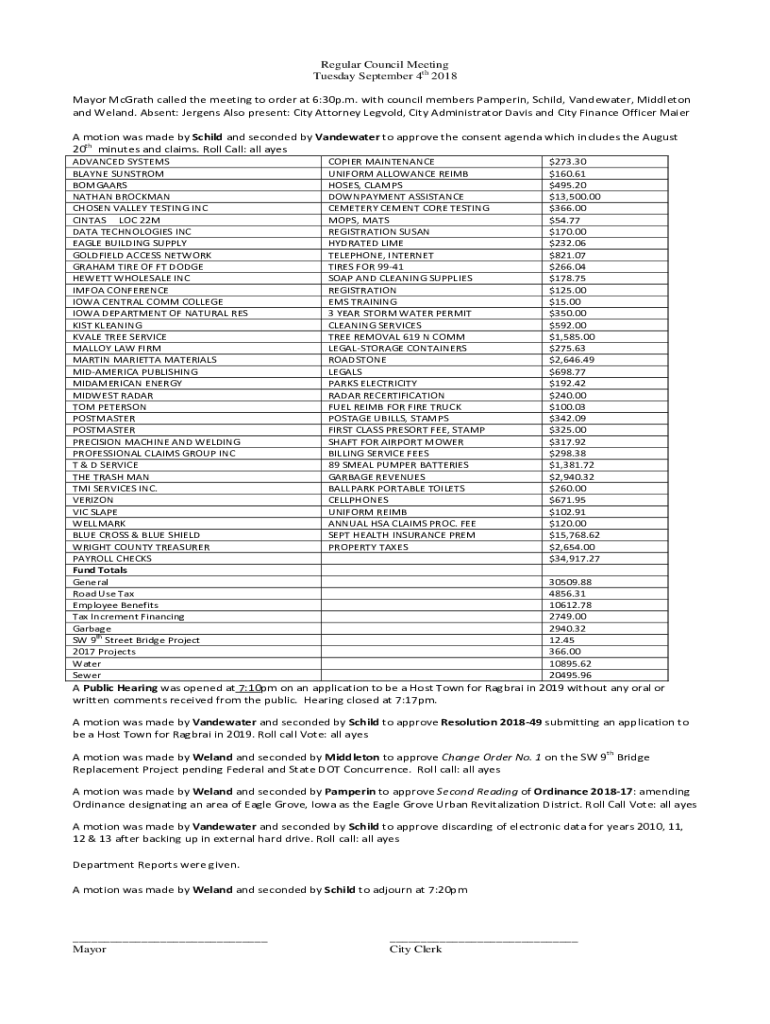 Fillable Online with council members Pamperin, Schild, Vandewater, Middleton Fax Email Print ...