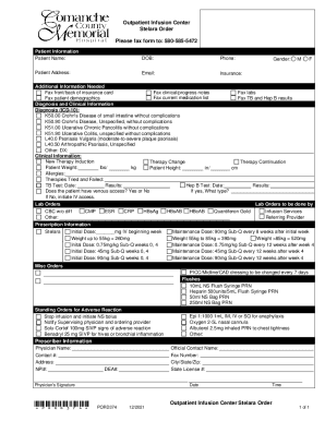 Fillable Online Ambulatory Care Order Form FAX Completed ... Fax Email ...