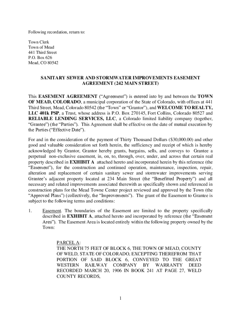 Fillable Online sanitary sewer and stormwater improvements easement Fax ...