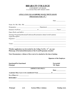 Fillable Online Leave Form EL & CL etc. Staff Fax Email Print - pdfFiller