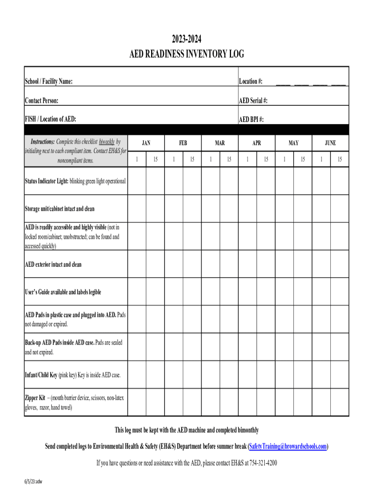 Fillable Online AED Inspection Readiness Inventory Fax Email Print ...