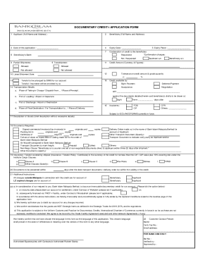 Fillable Online DOCUMENTARY CREDIT-i APPLICATION FORM Fax Email Print ...
