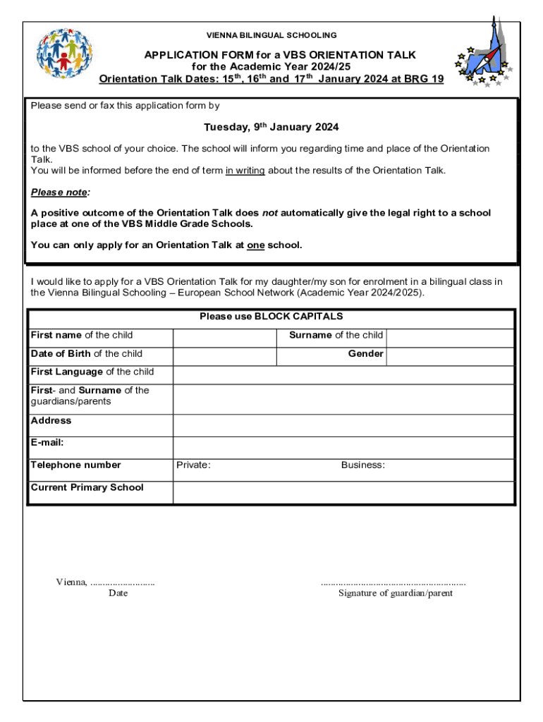 Fillable Online Letter to the parents informing them of the Eignung for VBS Fax Email Print ...