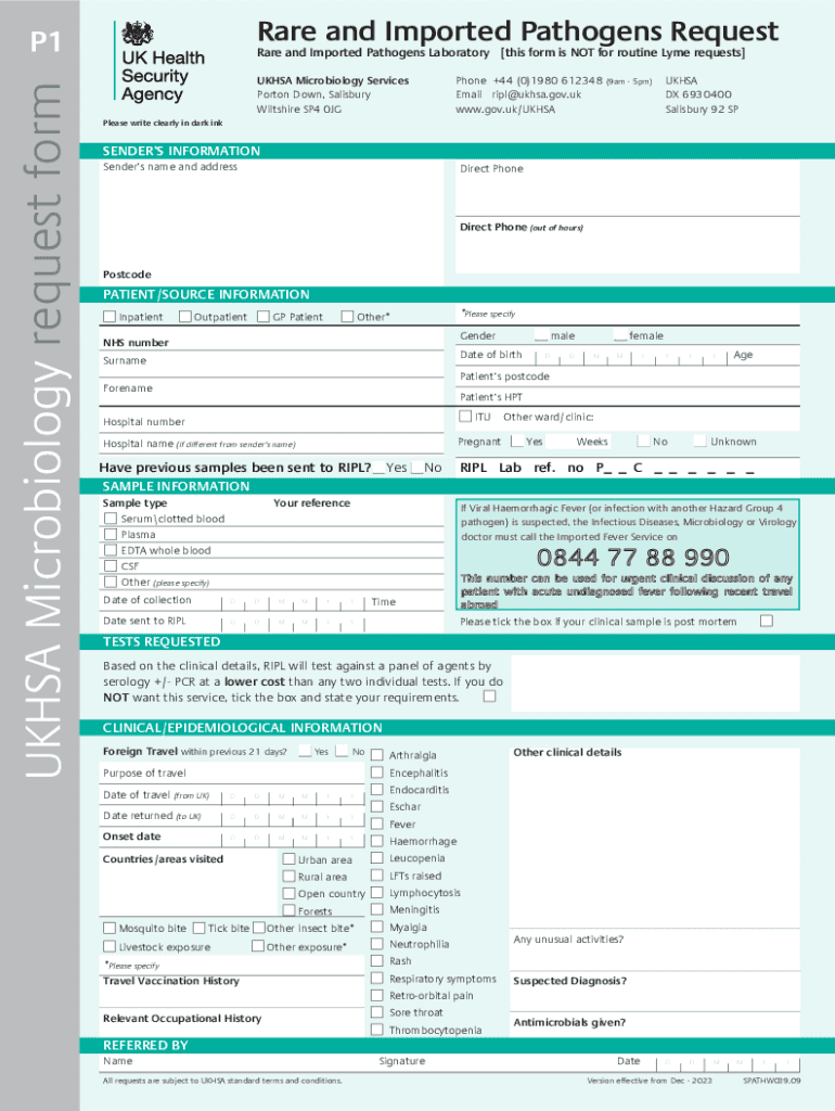Fillable Online UKHSA Microbiology request form Fax Email Print - pdfFiller