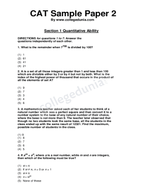 Fillable Online THE PRINCETON REVIEW CAT SAMPLE PAPER 2 Fax Email Print ...