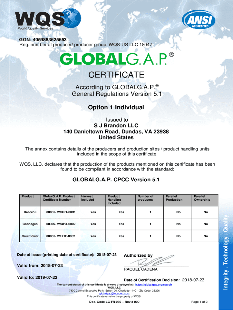Fillable Online Based on GLOBALG.AP General Regulations Version 6 Fax ...