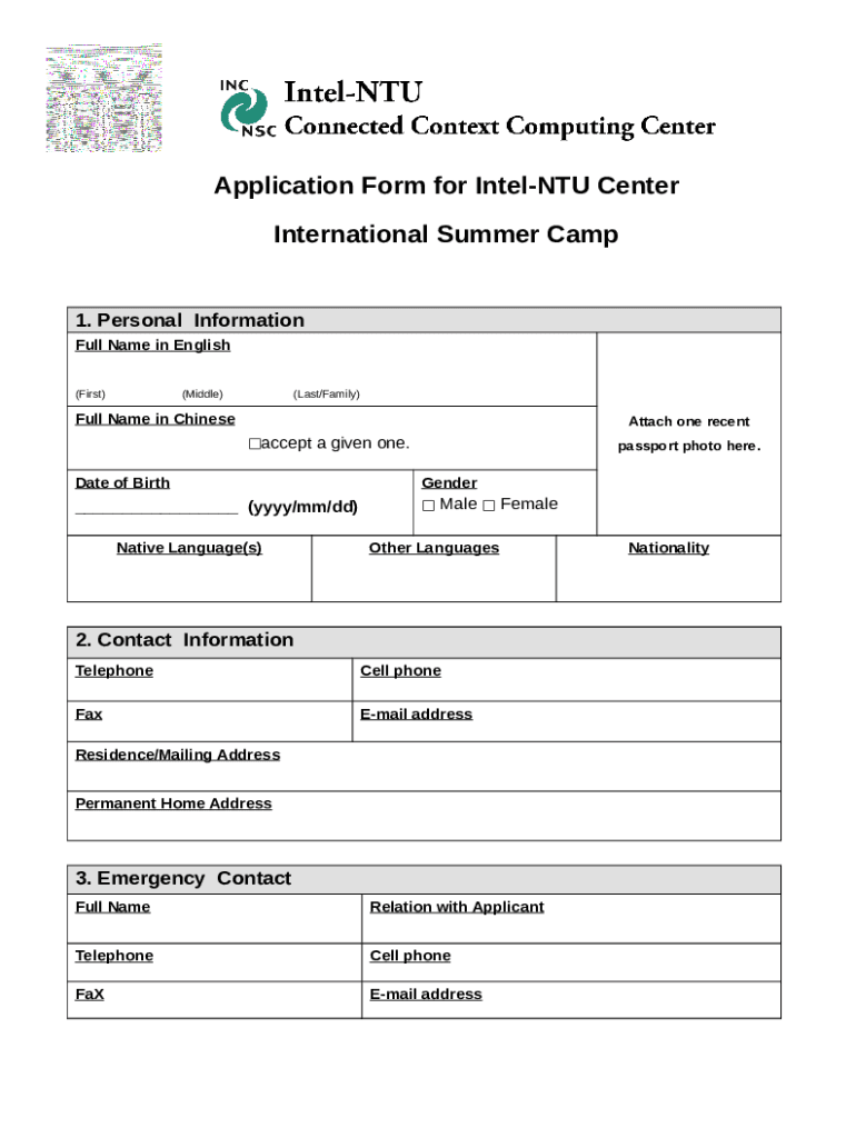 Application for Intel-NTU Center International Summer ... - ico tju edu ...