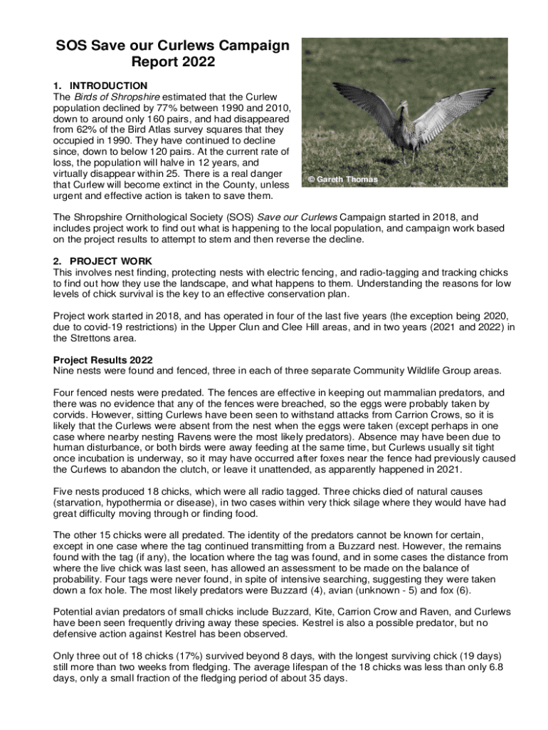 Fillable Online Community Wildlife Group Lapwing and Curlew Surveys Fax ...