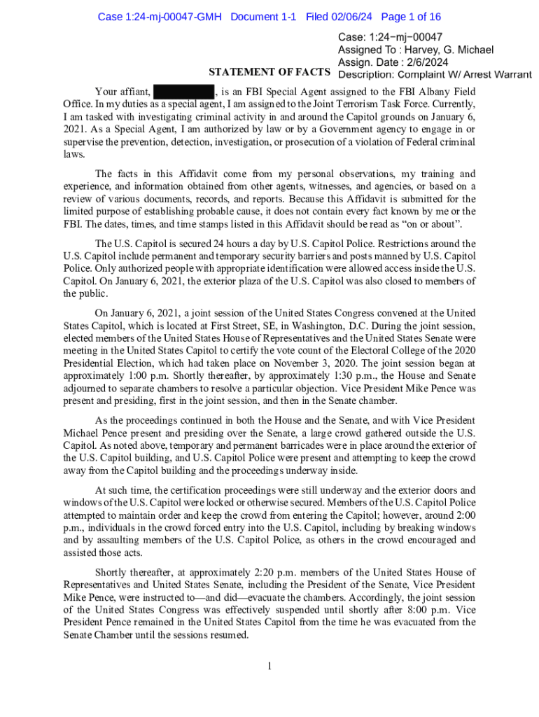 Fillable Online 1 STATEMENT OF FACTS Your affiant, , is an FBI Special ...