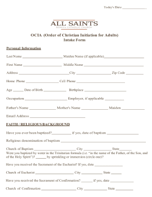 Fillable Online OCIA (Order of Christian Initiation for Adults) Fax ...