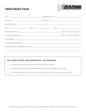 Fillable Online Adult Intake Form - Children's Mental Health Fax Email ...