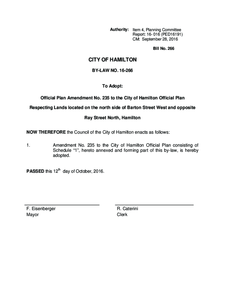 Fillable Online To Adopt Official Plan Amendment No. 235 to the City of ...