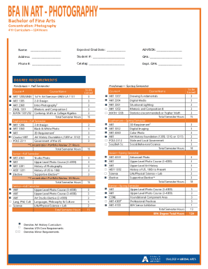 Fillable Online Bachelor of Fine Arts (BFA) in Art with All Level (EC ...