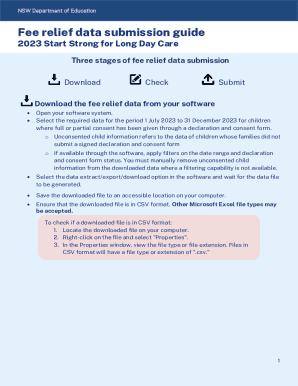 Fillable Online Fee relief data submission guide2023 Start Strong for Long Day Care. Long day ...