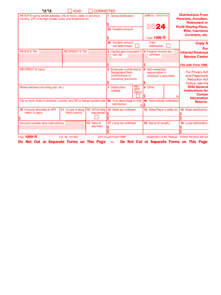 Fillable Online 2024 Form 1099-R. Distributions From Pensions ...