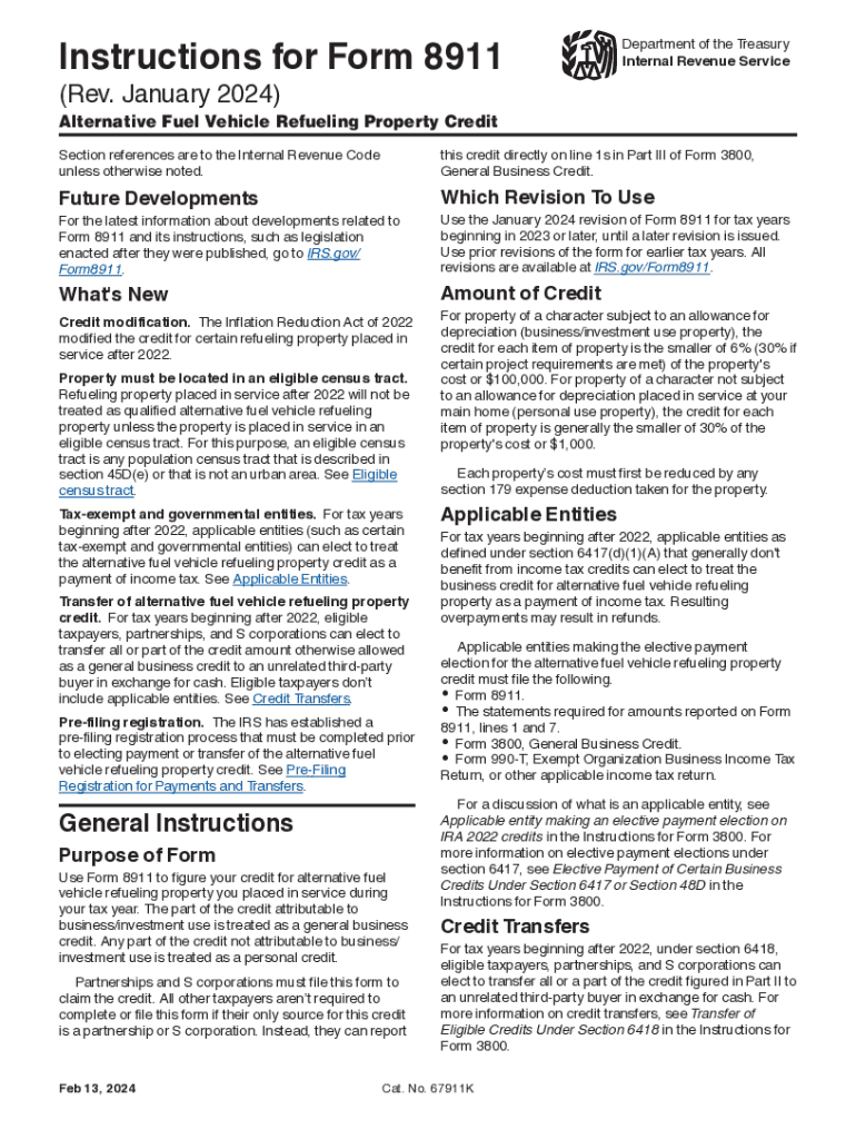Fillable Online Instructions for Form 8911 (Rev. January 2024 ...
