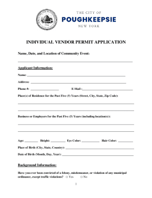 Fillable Online INDIVIDUAL VENDOR PERMIT APPLICATION Fax Email Print ...