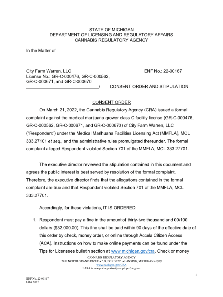 Fillable Online 22-00167 - Consent Order and Stipulation - FINAL w POS ...