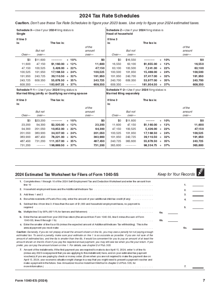 Fillable Online 2024 Form 1040-ES. Form 1040-ES, Estimated Tax for ...