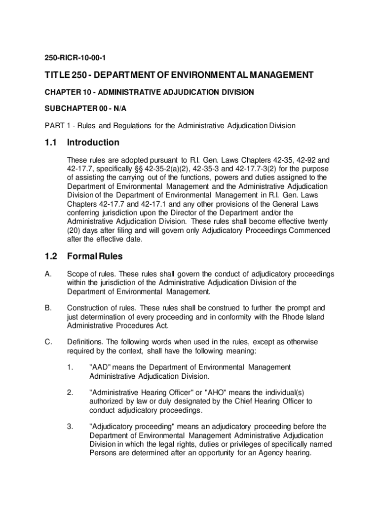 Fillable Online Rules and Regulations for the Administrative ...