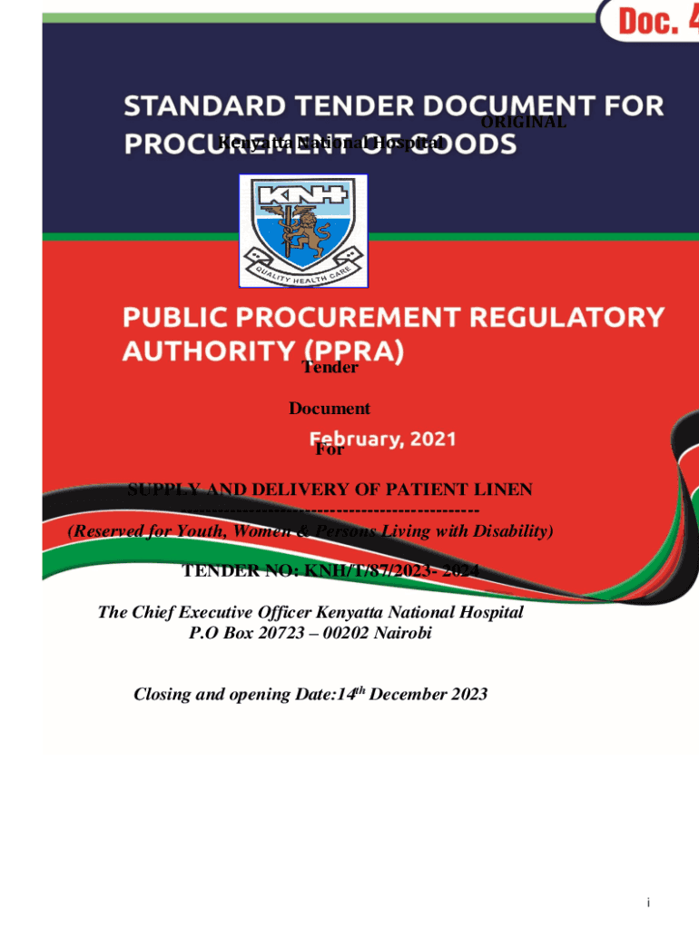 Fillable Online knh or extension of tender validity for tender no Fax ...