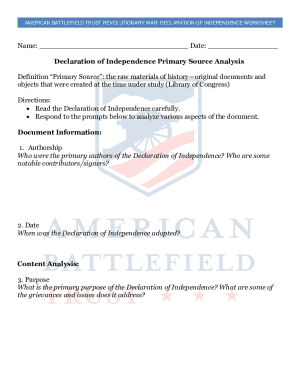 Fillable Online Declaration of independence worksheet Fax Email Print ...