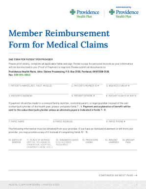 Fillable Online Member Reimbursment Form for Medical Claims - Sign in ...