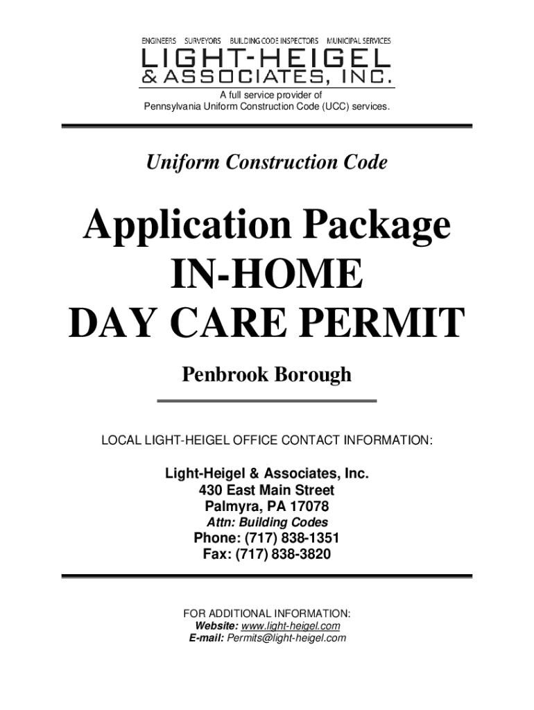 Fillable Online Application Package IN-HOME DAYCARE PERMIT Fax Email ...