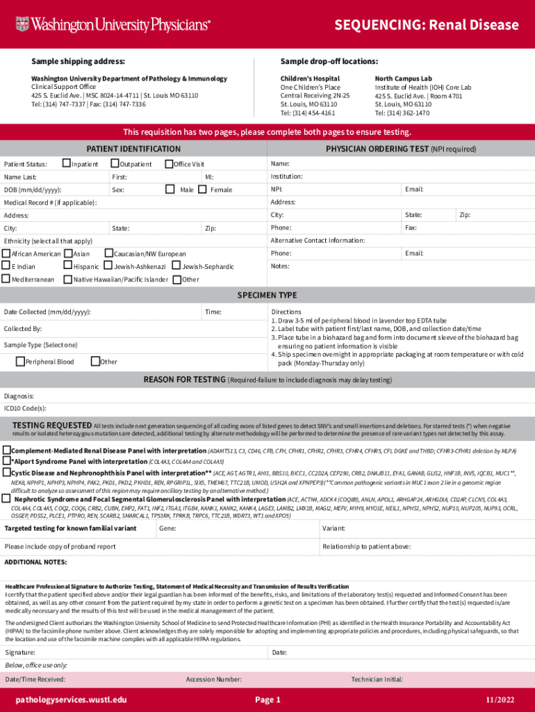 Fillable Online SEQUENCING: Renal Disease Fax Email Print - pdfFiller