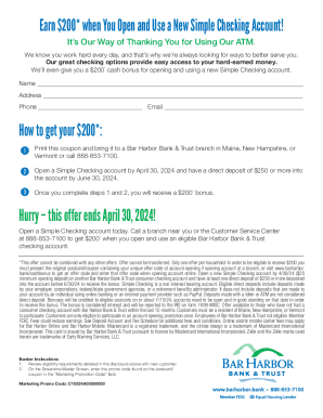 Fillable Online Earn $200 When You Open A New Checking Account ... Fax ...