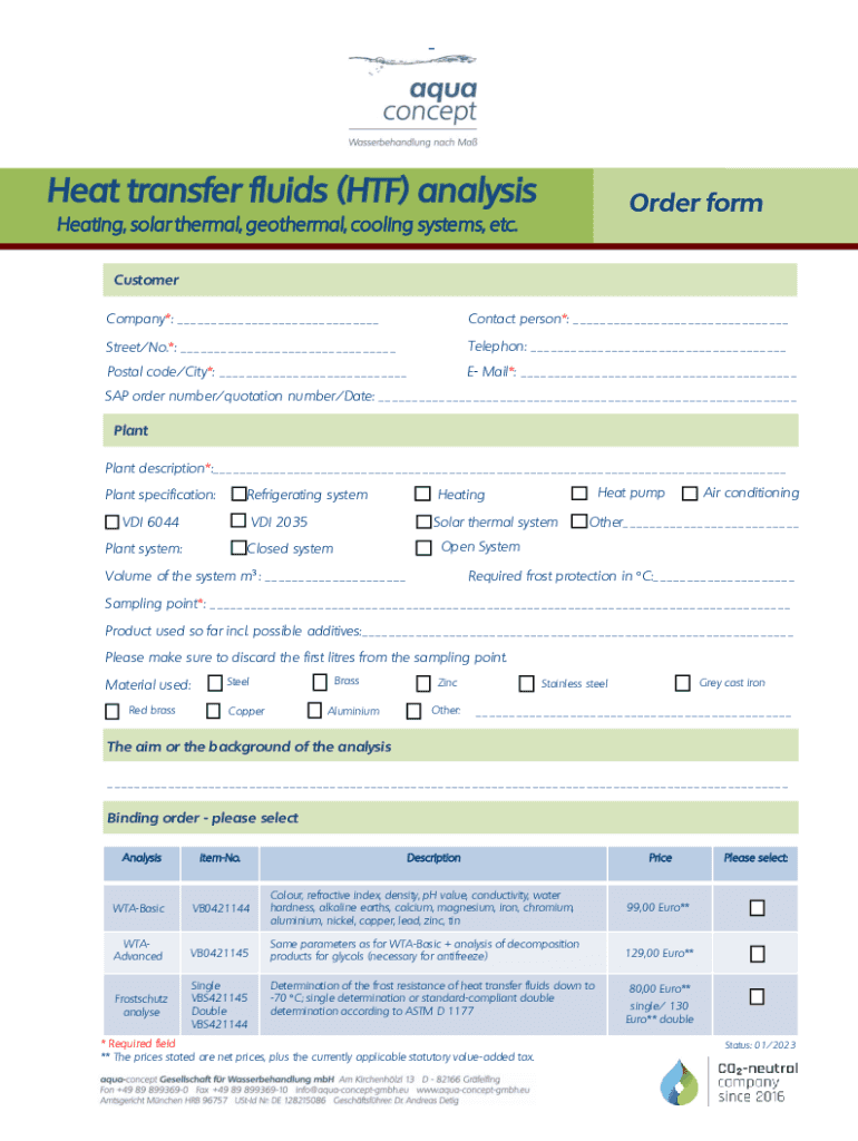Fillable Online Insight: Heat Transfer Fluids (HTF's) in Renewable ...