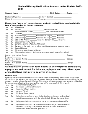 Medical History Update Ii Classic Dental Doc Template Pdffiller