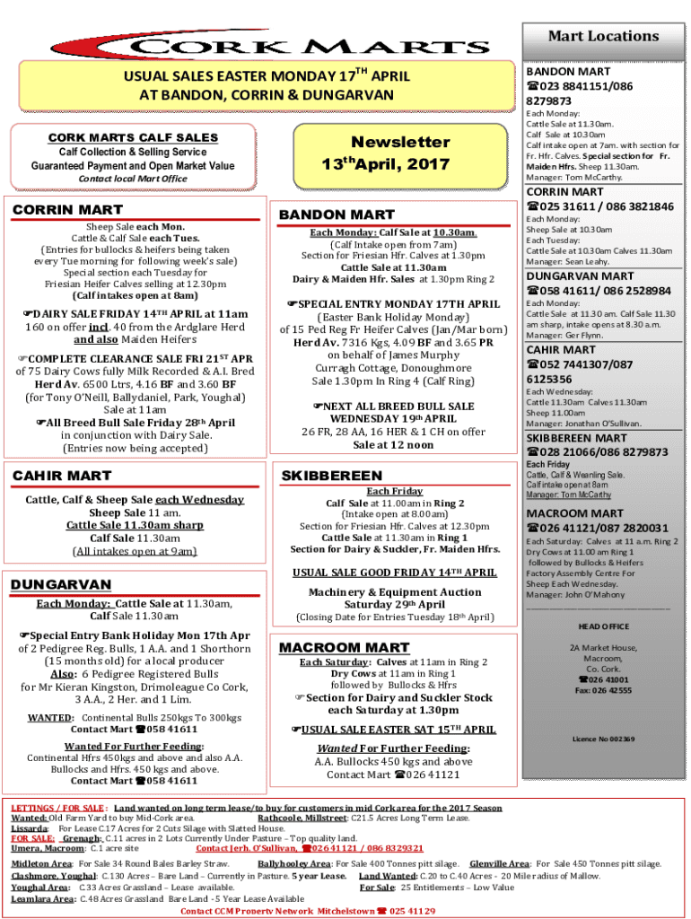 Fillable Online Sample prices from Bandon Mart 12/06/2023 - Cork Co-Op ...