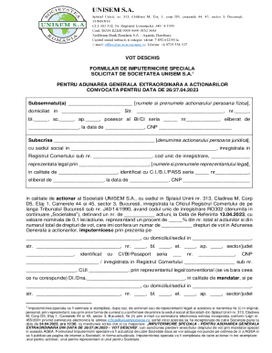 Fillable Online FORMULAR DE IMPUTERNICIRE SPECIALA Fax Email Print ...