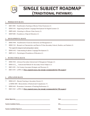 Fillable Online SINGLE SUBJECT ROADMAP (TRADITIONAL PATHWAY) Fax Email ...