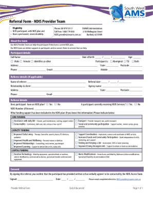 Fillable Online Referral Form - NDIS Provider Team Fax Email Print ...