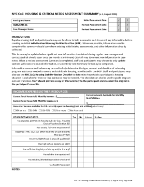 Fillable Online HOUSING & CRITICAL NEEDS ASSESSMENT SUMMARY ... Fax ...